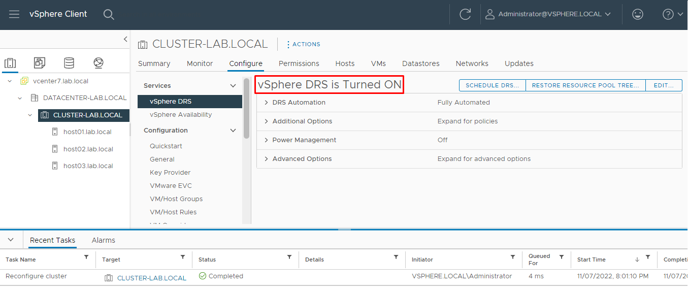 How to enable the vSphere DRS feature - DPC Virtual Tips