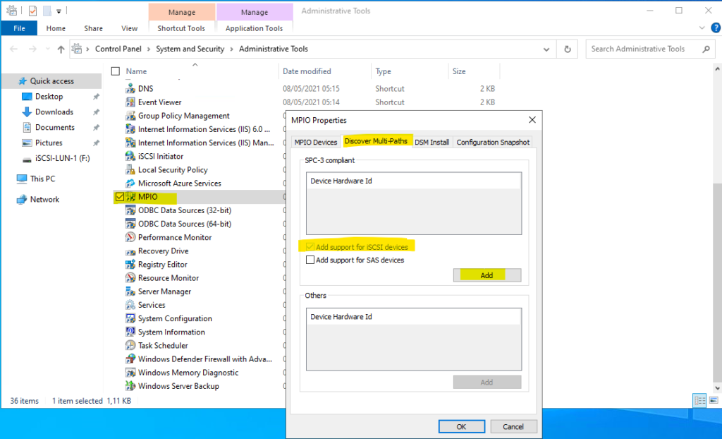 Configuring MPIO on Windows iSCSI Initiator - DPC Virtual Tips