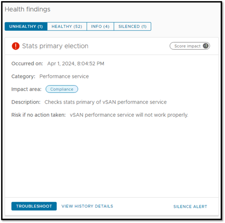 Fixing the Stats Primary Election alert on the vSAN ESA Cluster - DPC ...
