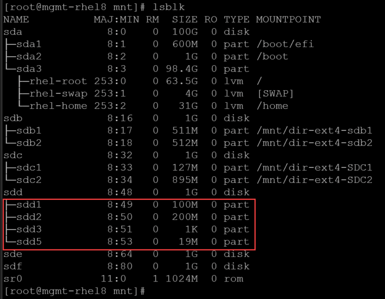 Creating Disk Partitions And Filesystems On Rhel 8 Dpc Virtual Tips